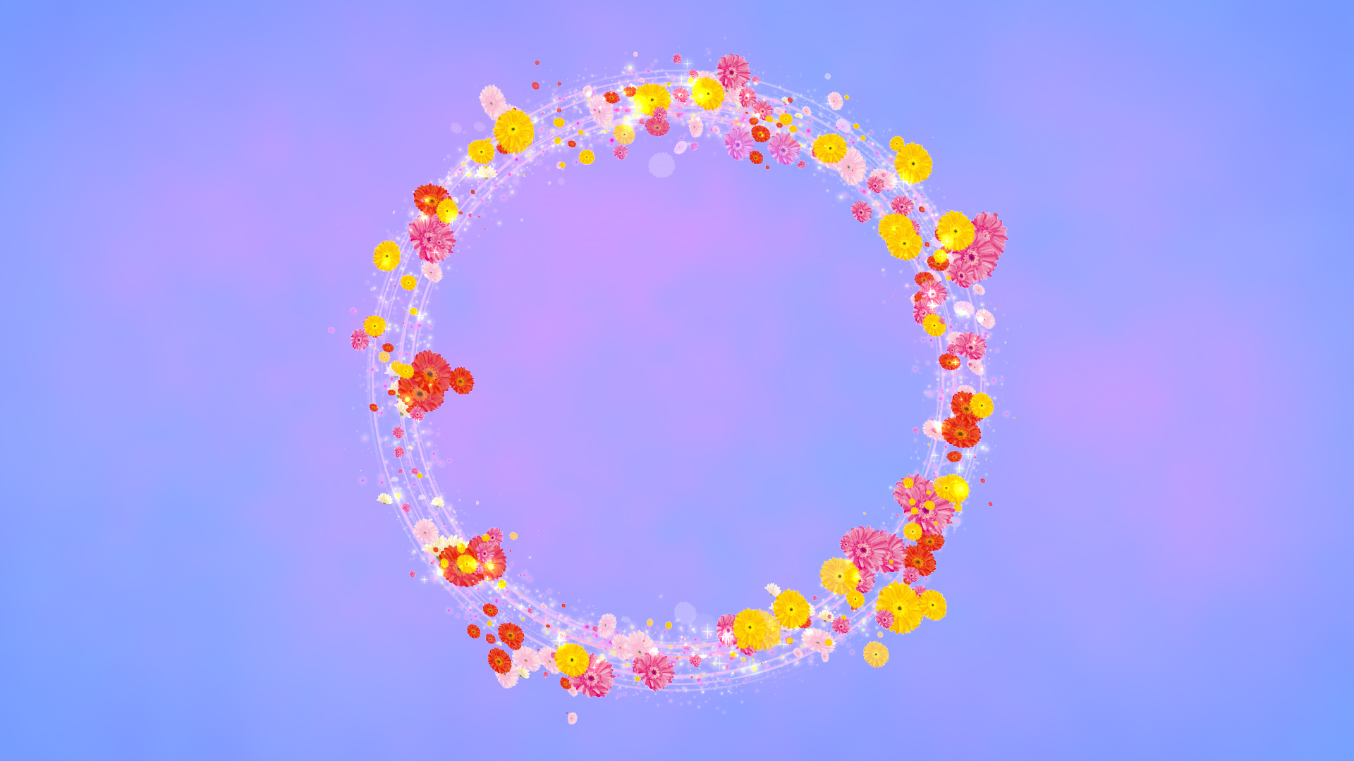 ダウンロード動画素材｜草花【光るガーベラのリース-合成】 ビデオ編集用